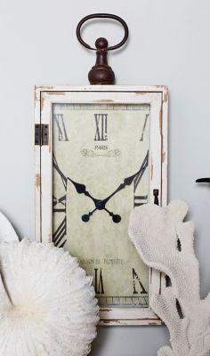 Harper & Willow White Wood Vintage Wall Clock, 12 in. x 28 in. at ...