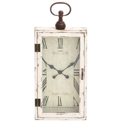 Harper & Willow White Wood Vintage Wall Clock, 12 in. x 28 in. at ...