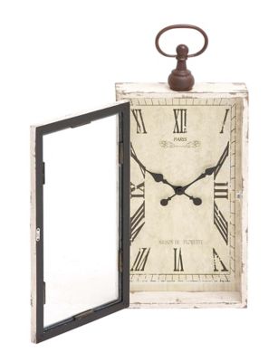 Harper & Willow White Wood Vintage Wall Clock, 12 in. x 28 in. at ...
