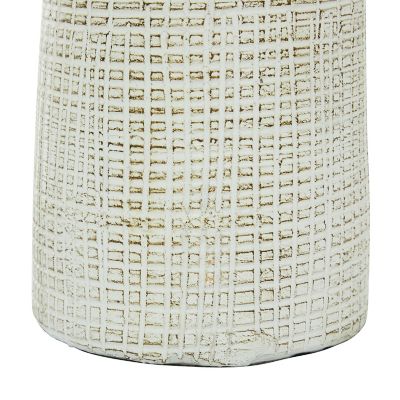 Harper & Willow White Ceramic Carved Vase with Cross Hatching Design at ...
