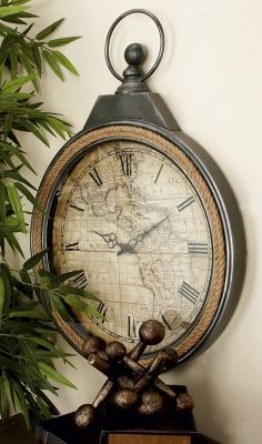 Harper & Willow Brown Metal Coastal Vintage Wall Clock, 21 in. x 2 in ...