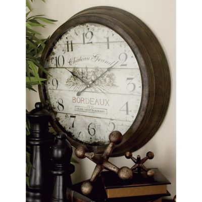 Harper & Willow 32 in. x 24 in. Vintage Metal Wall Clock, White at ...