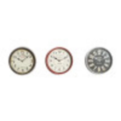 Harper & Willow Multicolor Metal Traditional Wall Clock, 9 in. D, 3 pc ...