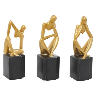 Harper & Willow Metallic Porcelain Contemporary People Sculpture, Set ...