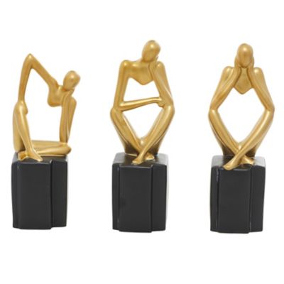 Harper & Willow Metallic Porcelain Contemporary People Sculpture, Set ...