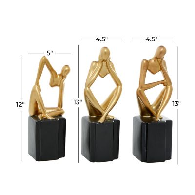 Harper & Willow Metallic Porcelain Contemporary People Sculpture, Set ...