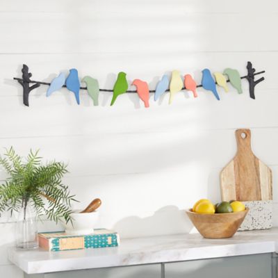 Harper & Willow Brown Wood Coastal Bird Wall Decor, 31 in. x 7 in. x 15 ...