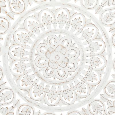 Harper & Willow White Wood Traditional Flowers Wall Decor, 36 in. x 1 ...