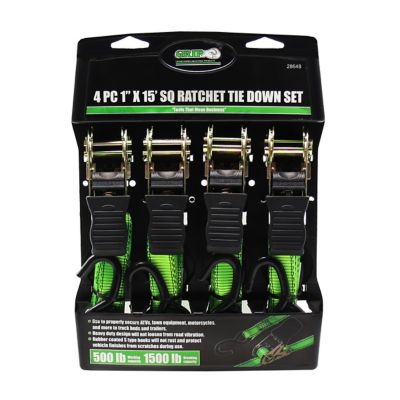 Grip-On 4 pk 1 in. x 15 in. Square Ratchet Tie-Down Set, 28648 at ...