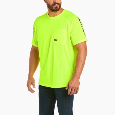 Ariat Men's Rebar Heat Fighter Short-Sleeve Work T-Shirt, XL,Neon Lime ...