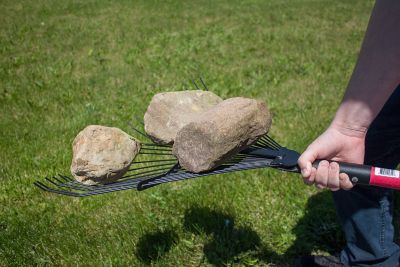 Bully Tools 22.25 in. Steel 24-Tine Thatching Rake with Fiberglass ...