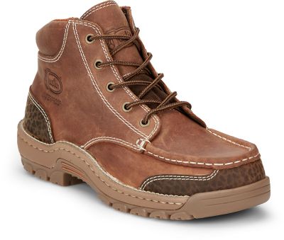 Justin Men's Corbett Moc Toe Waterproof Lace-Up Work Boots, 5 in., 9 W ...