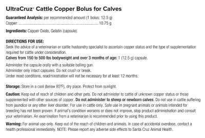 UltraCruz Cattle Copper Bolus Supplement for Calves, 25 x 12.5 g at ...