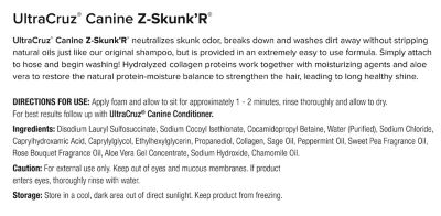 UltraCruz Canine Z-Skunk'R Odor-Neutralizing Foaming Shampoo for Dogs ...