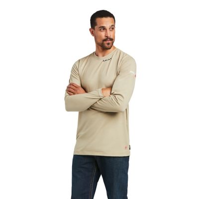 Ariat Men's FR Base Layer Long Sleeve T-Shirt, 3XLT,Khaki at Tractor ...