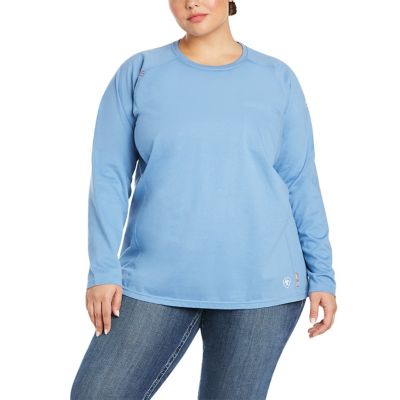Ariat Women's FR Air Crew Neck Long-Sleeve Work T-Shirt, M,Steel Blue ...