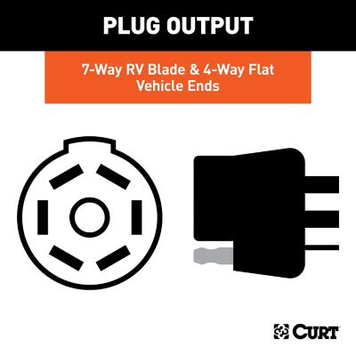 CURT Dual-Output 7 & 4-Way Connector with Backup Alarm (Plugs Into ...