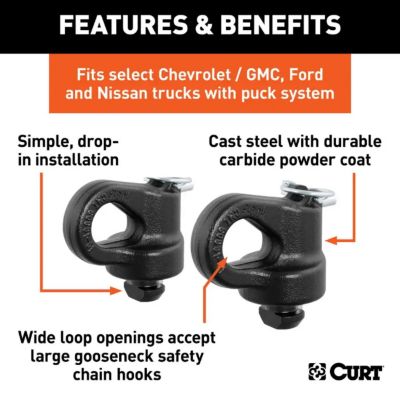 CURT Oem Puck System Gooseneck Safety Chain Anchors, Chevy, Ford, Gmc ...