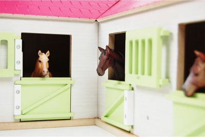 Kids Globe 1:24 Scale Wooden Horse Stable Toy, Includes 4 Stalls ...