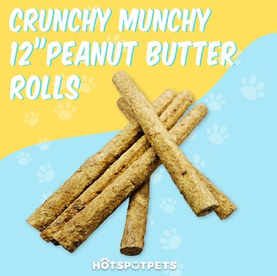 Hotspot Pets 12 in. Peanut Butter Flavor Crunchy Munchy Rolls Dog ...