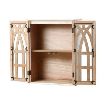 LuxenHome Farmhouse MDF Wood Cathedral-Style 2-Door Wall Cabinet, White ...