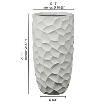 LuxenHome White MGO 22 in. Geometric Pattern Round Tall Planter ...