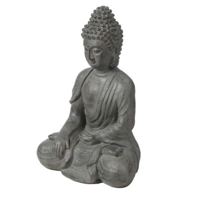 LuxenHome Gray MGO Enlightened Buddha Garden Statue, WHST1034 at ...