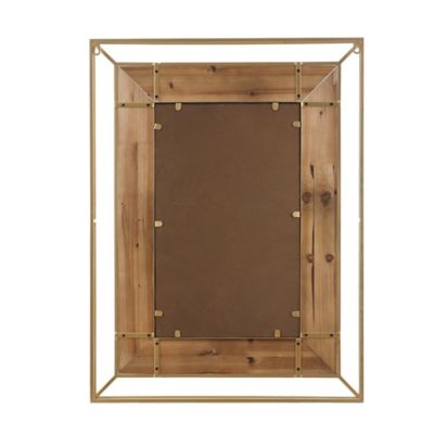 LuxenHome Gold Metal and Natural Wood Rectangular Frame Accent Wall ...