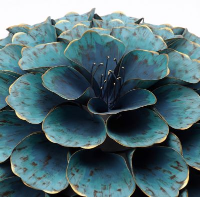 LuxenHome Round Teal Blue Flower Metal Wall Decor, 23.5 in. at Tractor ...