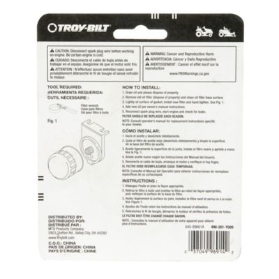 Troy-Bilt Oil Filter Briggs 492932S, Kohler 12 050 01-S at Tractor ...