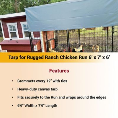 OverEZ Heavy-Duty Chicken Run Tarp Cover, Fits 8 ft. Walk-in Run, 6 ft ...