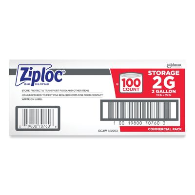 Ziploc Double Zipper Storage Bags, 2 gal., 1.75 Mil, 100-Pack at ...