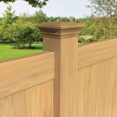 Barrette Outdoor Living 5 in. x 5 in. Contemporary Cypress Vinyl Fence ...