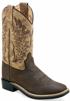 Old West Unisex Kids All-Over Leatherette Material Broad Square Toe ...