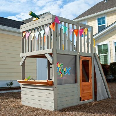 Funphix Lookout Post Outdoor Wooden Playhouse, Buildable Kids Backyard ...