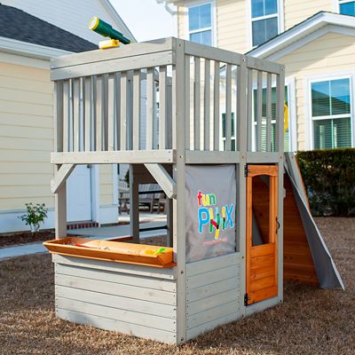Funphix Lookout Post Outdoor Wooden Playhouse, Buildable Kids Backyard ...