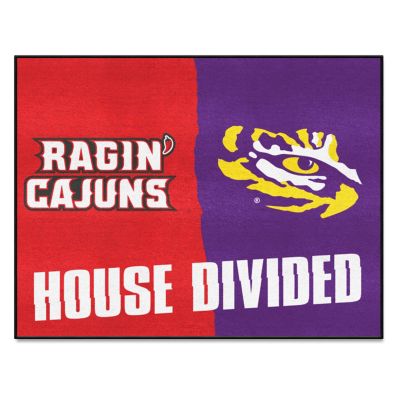 Fanmats Louisiana-Lafayette Ragin Cajuns/LSU Tigers House Divided Mat ...