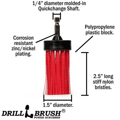 Drillbrush 1 in. Red Brush, High Stiffness, Long Bristles, Outdoor ...