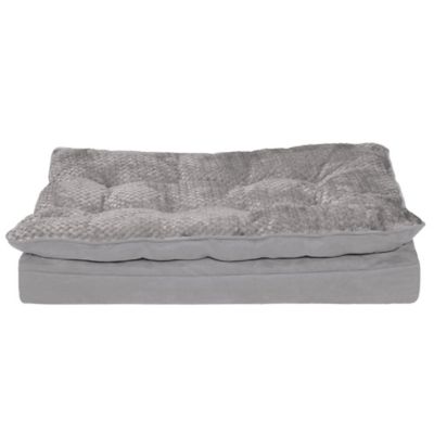 FurHaven Minky Faux Fur & Suede Pillow-Top Orthopedic Dog Bed, Medium ...
