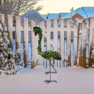 ProductWorks 28 in. Pre-Lit Topiary Flamingo Statue with 20 Lights at ...