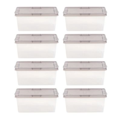 IRIS USA 17 Quart Snap Tight Plastic Storage Bin - 8 Pack