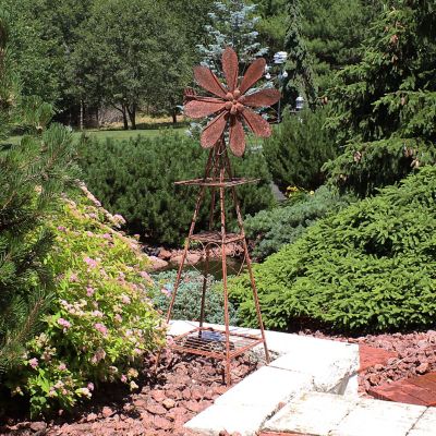 Sunnydaze Decor Rustic Windmill Metal Outdoor Garden Statue with Tiers ...