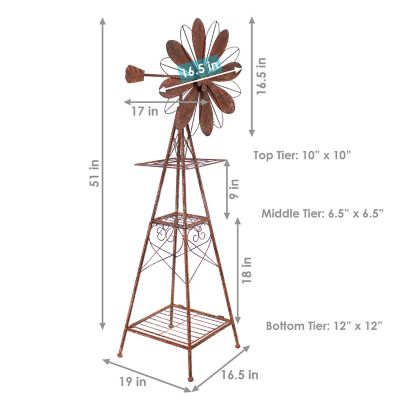 Sunnydaze Decor Rustic Windmill Metal Outdoor Garden Statue with Tiers ...