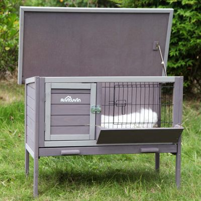 Aivituvin 1-Story Indoor/Outdoor Rabbit Hutch, Upgrade with Metal Wire ...