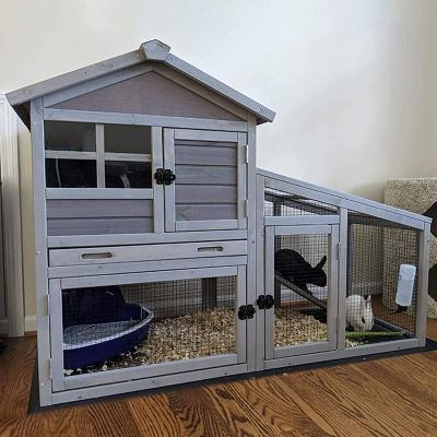 Aivituvin 2-Story Indoor/Outdoor Rabbit Hutch with Wire Mesh Floor and ...