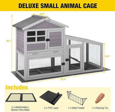 Aivituvin 2-Story Indoor/Outdoor Rabbit Hutch with Wire Mesh Floor and ...