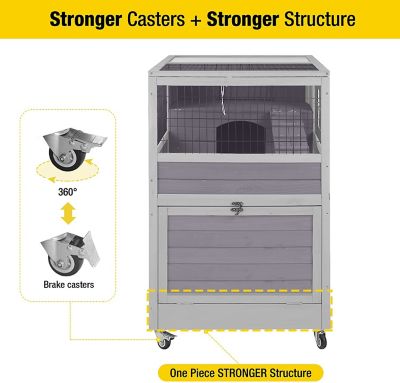 Aivituvin 2-Story Indoor/Outdoor Rabbit Hutch Bunny Cage, 39 in. x 38 ...