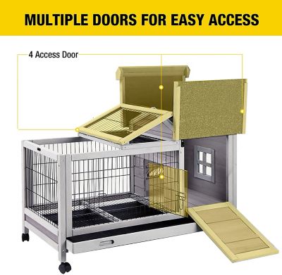 Aivituvin 1-Story Indoor/Outdoor Rabbit Hutch Bunny Cage, 28 in. x 40 ...