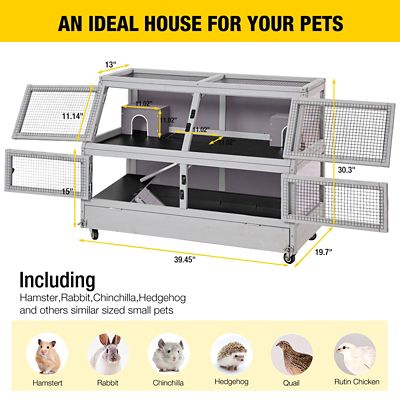 Aivituvin Large 2-Level Guinea Pig and Hamster Cage on Wheels, 39.45 in ...