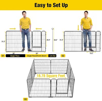 Aivituvin Indoor/Outdoor 8-Panel Dog Exercise Pen, 31 in. at Tractor ...